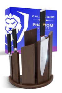 dalstrong knife block set - 6-piece - magnetic knife stand - phantom series - japanese high-carbon aus8 steel - knife kitchen set - pakkawood handle