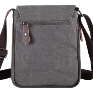 Sechunk Small Vintage Canvas Messenger Cross body bag Shoulder bag (Grey, small)