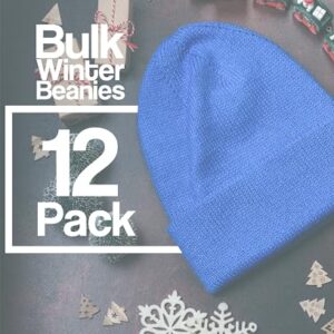 12 Pack Winter Beanie Hats for Men Women, Warm Cozy Knitted Cuffed Skull Cap, Wholesale