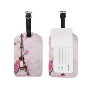 cooper girl love paris luggage tag travel id label leather for baggage suitcase 1 piece