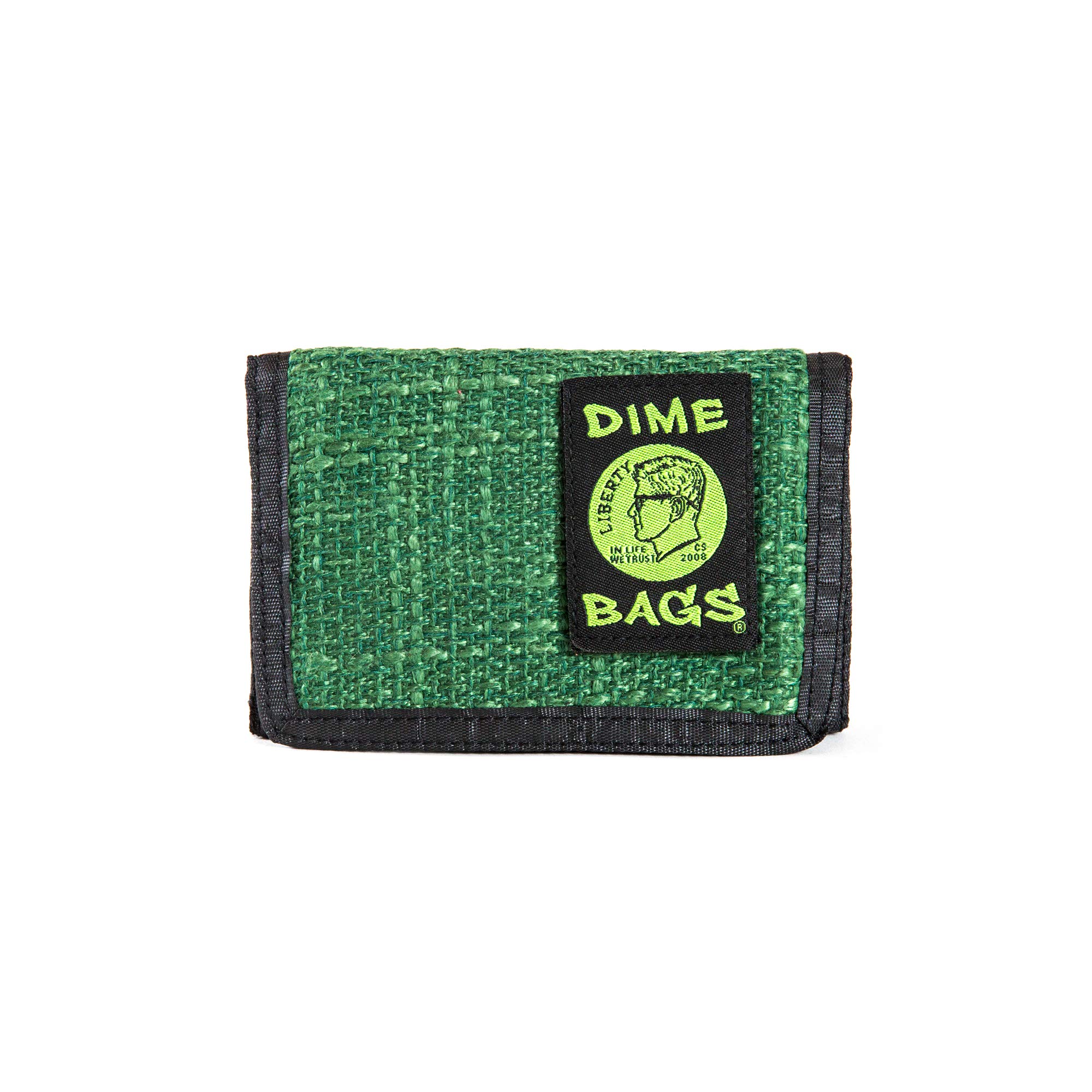 DIME BAGS Trifold Hempster Wallet - Classic Trifold Design w/Exterior Pocket and Interchangable Label (Forest)