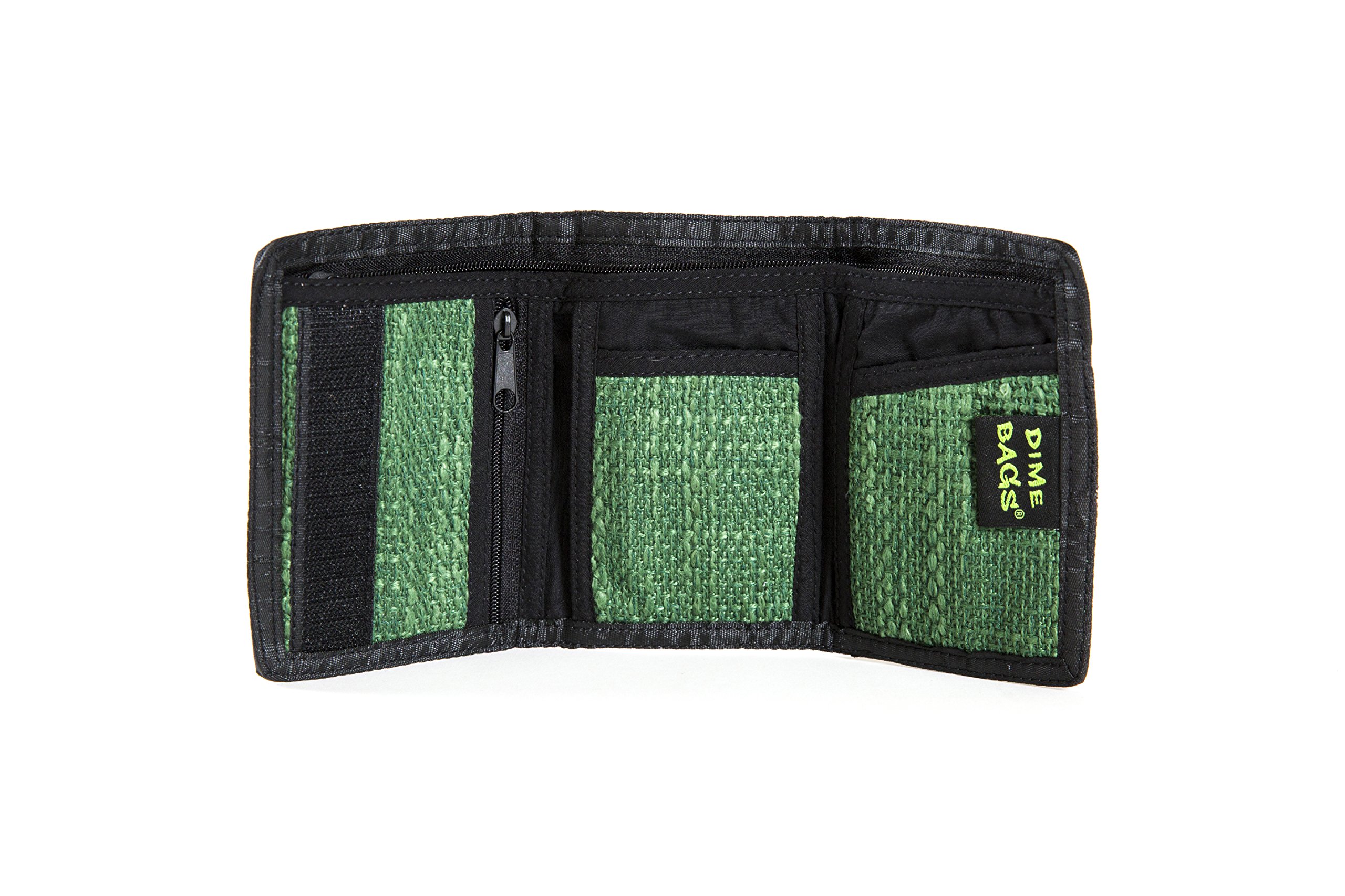 DIME BAGS Trifold Hempster Wallet - Classic Trifold Design w/Exterior Pocket and Interchangable Label (Forest)