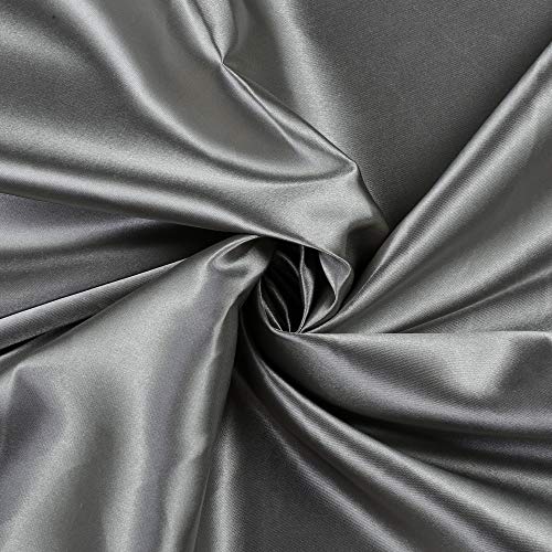 mds Pack of 5 Charmeuse Bridal Solid Satin Fabric by The Yard for Wedding Dress Fashion DIY Crafts Costumes Decorations Apparel Crafts Drapery Silky & Shiny Satin 44" Wide Roll-Silver Gray