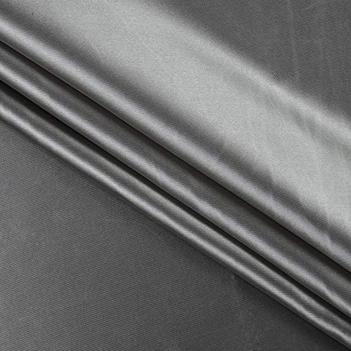 mds Pack of 5 Charmeuse Bridal Solid Satin Fabric by The Yard for Wedding Dress Fashion DIY Crafts Costumes Decorations Apparel Crafts Drapery Silky & Shiny Satin 44" Wide Roll-Silver Gray