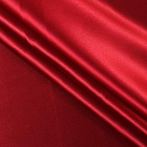 mds Pack of 5 Charmeuse Bridal Solid Satin Fabric by The Yard for Wedding Dress Fashion DIY Crafts Costumes Decorations Apparel Crafts Drapery Silky & Shiny Satin 44" Wide Roll-Apple Red