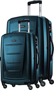 samsonite winfield 2 hardside expandable luggage with spinner wheels (teal, 2-piece set (20/28))