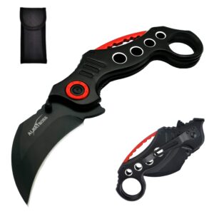 albatross edc cool spring assisted folding pocket knives tactical sharp raptor claw knife (black)