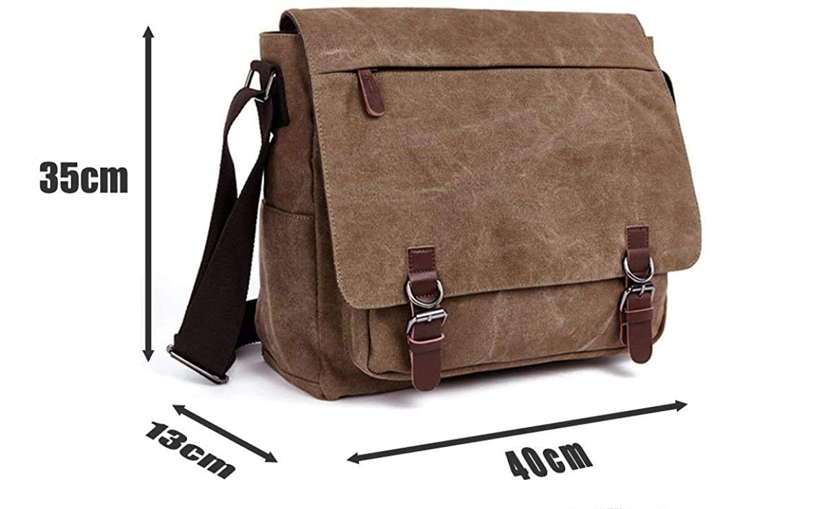 Sechunk Canvas Leather Messenger Bag Shoulder bag Cross body bag Crossbody large for men boy girl