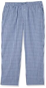 amazon essentials men's straight-fit woven pajama pant, light blue white plaid, medium