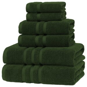 veteran textile llc luxury hotel & spa, turkish cotton,6 pieces towels set, max-softness by veteran textile (dark green)