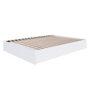 nexera 376003 3-drawer storage bed frame, queen|white