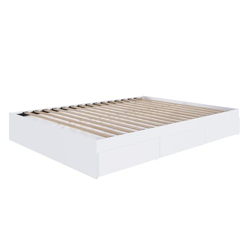 Nexera 376003 3-Drawer Storage Bed Frame, Queen|White