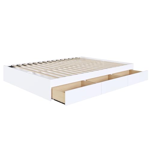 Nexera 376003 3-Drawer Storage Bed Frame, Queen|White