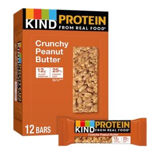 kind protein bars, crunchy peanut butter, healthy snacks, gluten free, 12g protein, 12 count