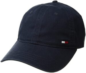 tommy hilfiger men's cotton billy adjustable flap baseball cap, navy blazer, o/s