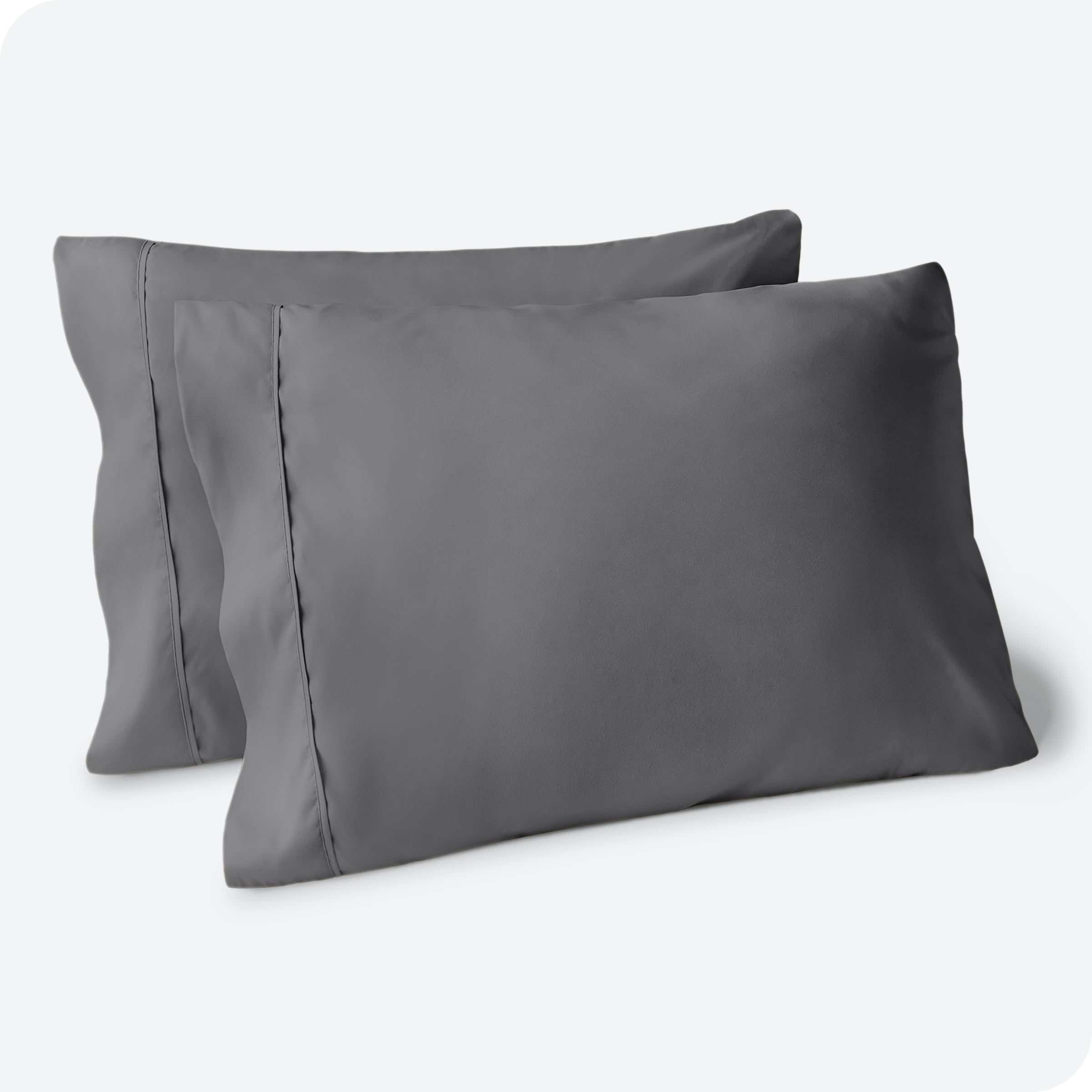 Bare Home Microfiber Pillow Cases - Standard/Queen Size Set of 2 Cooling Pillowcases Double Brushed Grey Pack Easy Care (Standard Pillowcase 2, Grey)