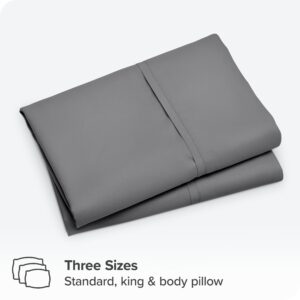 Bare Home Microfiber Pillow Cases - Standard/Queen Size Set of 2 Cooling Pillowcases Double Brushed Grey Pack Easy Care (Standard Pillowcase 2, Grey)