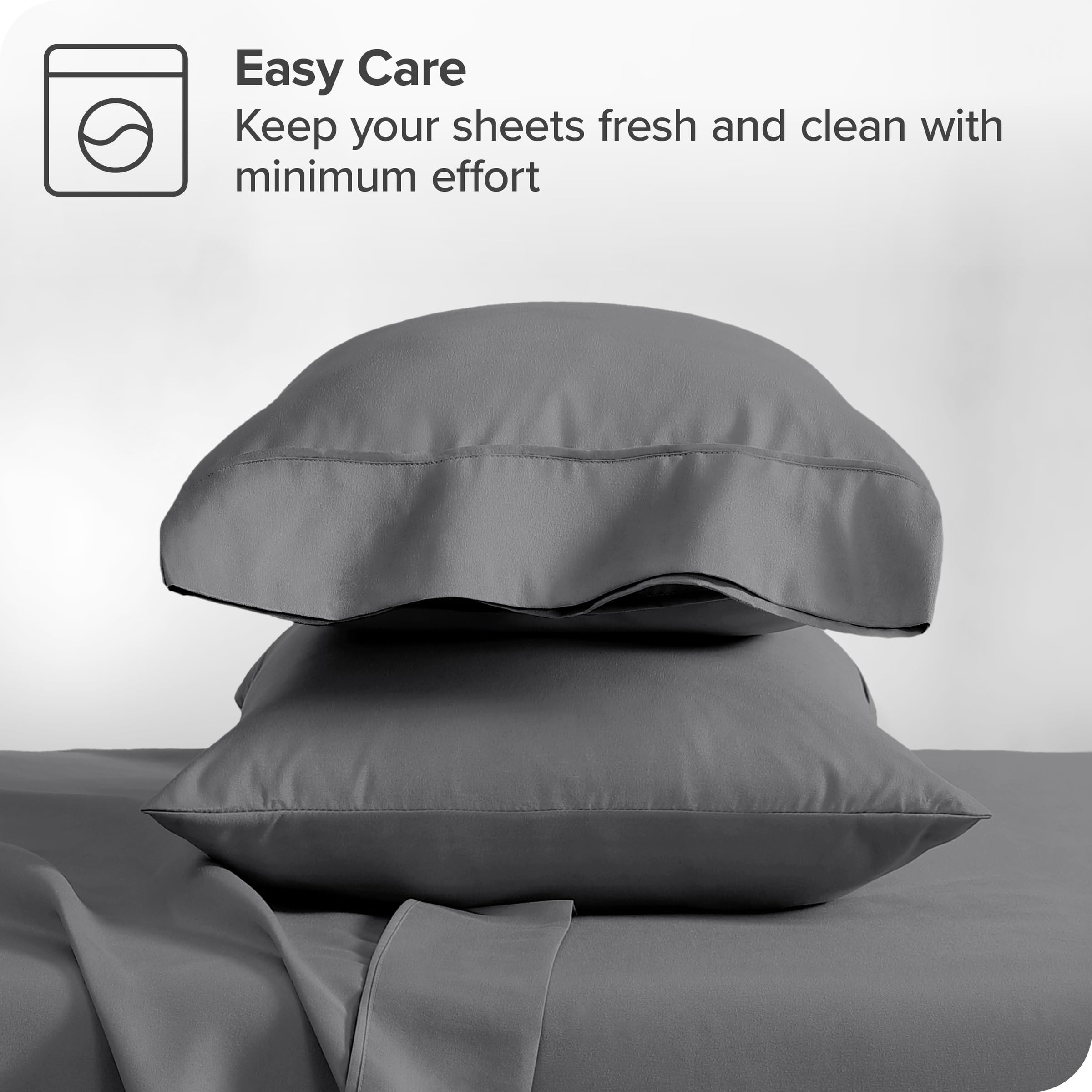 Bare Home Microfiber Pillow Cases - Standard/Queen Size Set of 2 Cooling Pillowcases Double Brushed Grey Pack Easy Care (Standard Pillowcase 2, Grey)