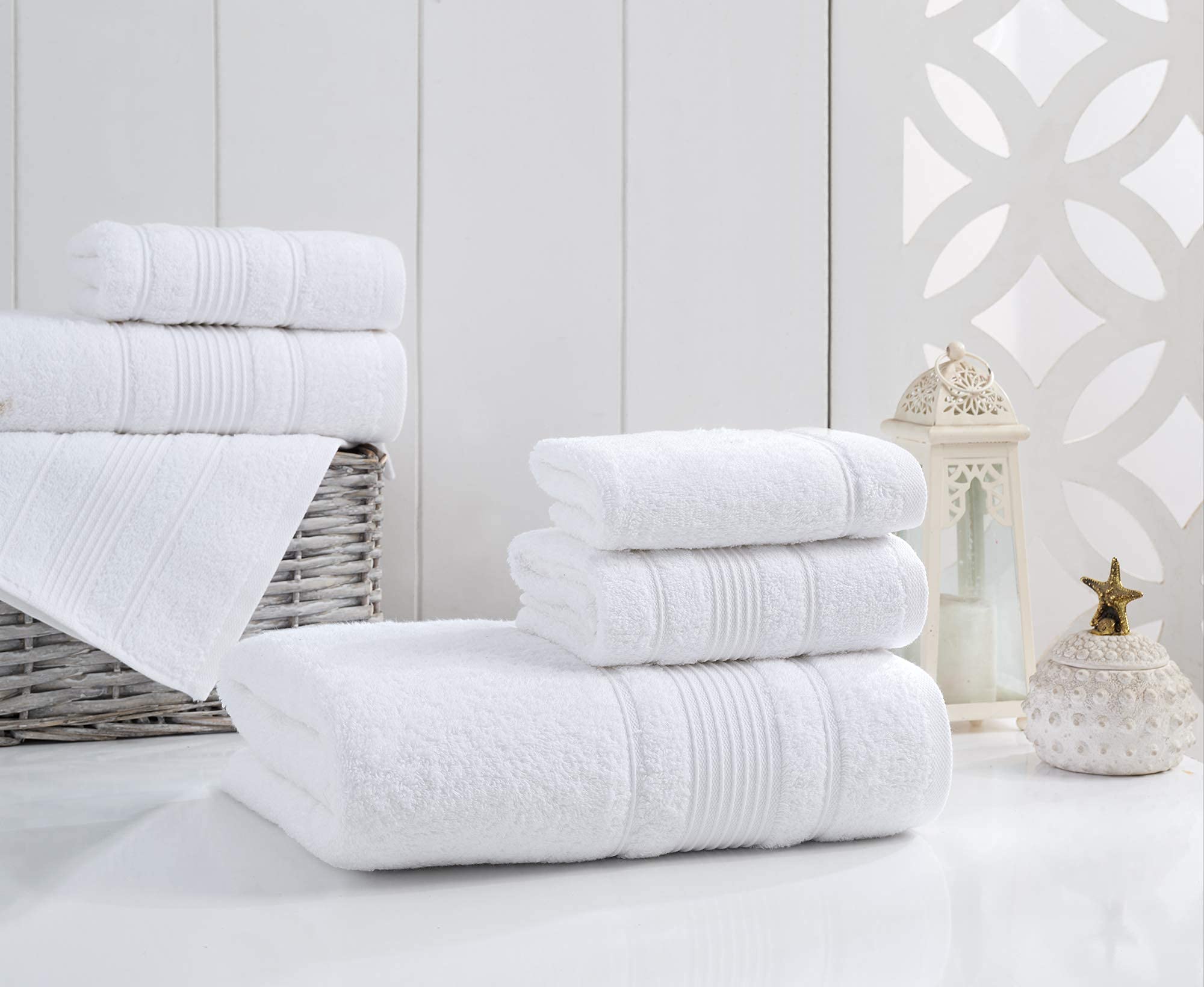 Qute Home 4-Piece Washcloths Towels Set, 100% Turkish Cotton Premium Quality Towels for Bathroom, Quick Dry Soft and Absorbent Turkish Towel, Set includes 4 Wash Cloths (White)