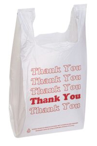 sswbasics white thank you bags case of 1000-11 ½” x 6" x 21" - thickness .48mil hdpe- standard supermarket size, perfect for grocery, retail, convenience stores, take-out and home use