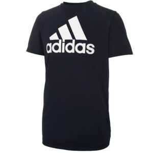 adidas boys' short sleeve aeroready performance logo tee t-shirt, black, medium