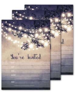 25 outdoor lights you're invited party invitations 5x7 card stock with envelopes