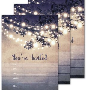 25 Outdoor Lights You're Invited Party Invitations 5x7 Card Stock with Envelopes