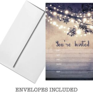 25 Outdoor Lights You're Invited Party Invitations 5x7 Card Stock with Envelopes