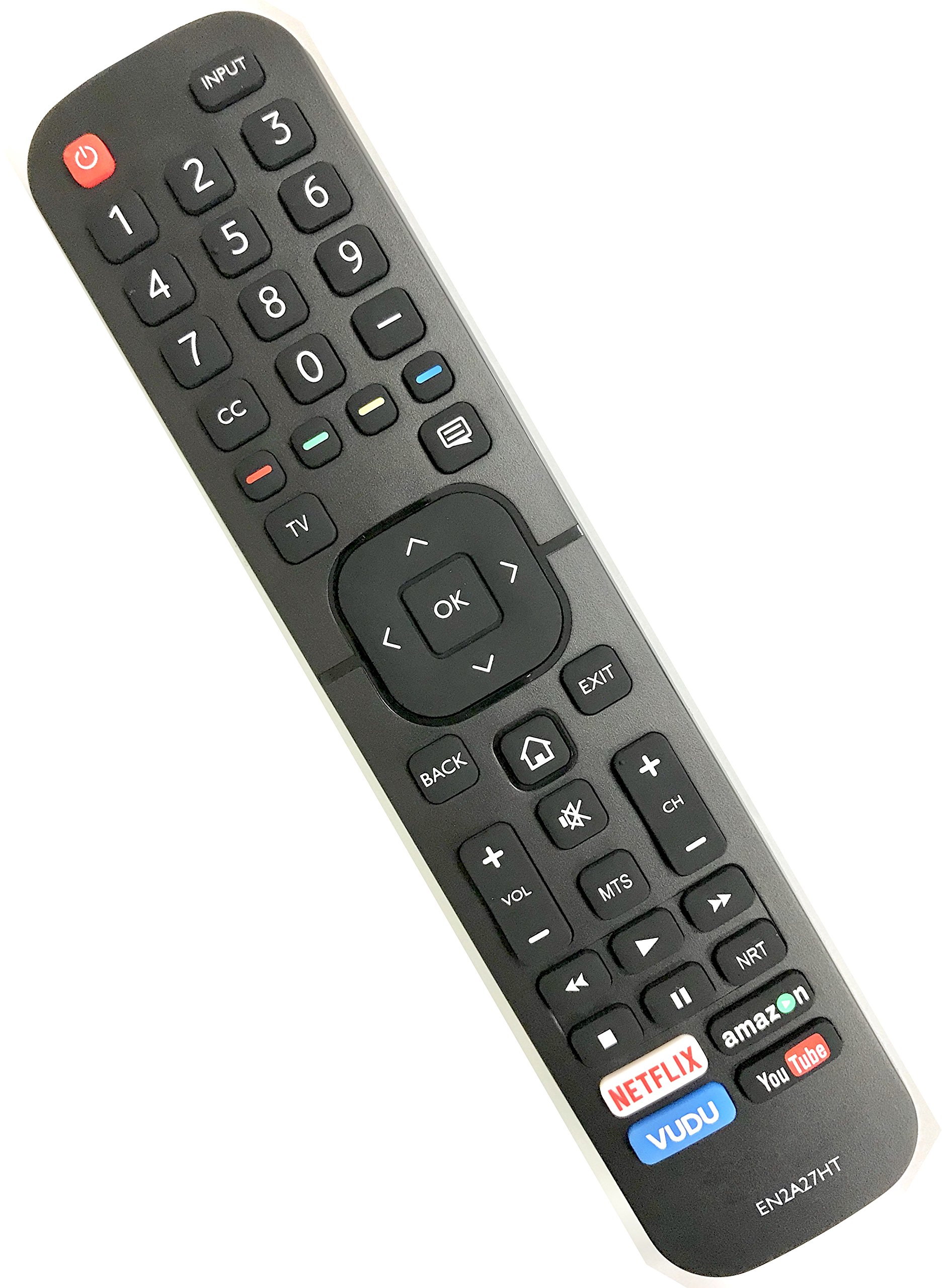 Universal for Hisense-Smart-TV-Remote, EN2A27HT Remote Compatible with All Hisense 4K LED HD UHD Smart TVsl with Netflix, YouTube, VUDU Buttons