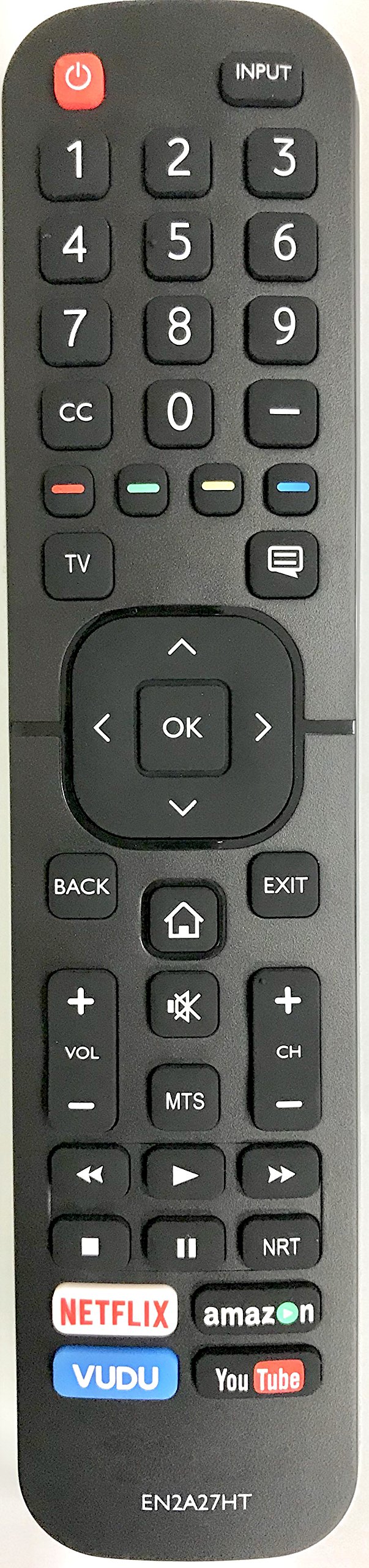 Universal for Hisense-Smart-TV-Remote, EN2A27HT Remote Compatible with All Hisense 4K LED HD UHD Smart TVsl with Netflix, YouTube, VUDU Buttons