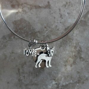 Boston Terrier Dog Bracelet - Expandable Charm Bangle for Terrier Owners - Pet Themed Jewelry