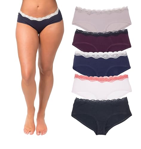 Emprella Cotton Underwear Set for Women, 5 pcs Pack Seamless Women's Underwear, Cheeky Hipster Panties, Solid Bliss, Small