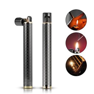 Yusud Butane Fuel Lighter, Cool Pipe lighter, Soft Flame Flint Lighter, Cigarette Cigar Lighter, Gas Lighters with Extra 3 Flints, Unique Gifts for Men, Women (Gray)