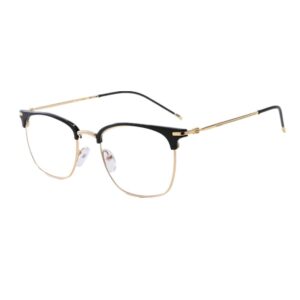 shiratori vintage retro half frame horn rimmed optics 43mm clear lens glasses gold