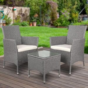 Gardeon Patio Porch Furniture Sets 3 Pieces PE Rattan Wicker Chairs with Table Outdoor Garden Furniture Sets