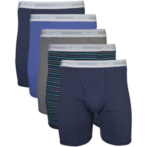 gildan men's underwear boxer briefs, multipack, mixed navy (5-pack), large