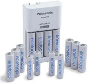 panasonic eneloop rechargeable batteries power pack; 10aa, 4aaa, and advanced individual battery charger