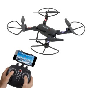 serenelife slrd18 wifi fpv foldable drone with hd camera and live video. headless mode quadcopter, altitude hold, 1-key takeoff/landing, custom route mode, 13 min long flight time