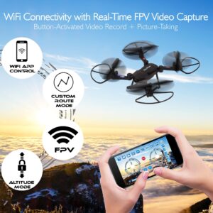 SereneLife SLRD18 Wifi FPV Foldable Drone with HD Camera and live Video. Headless Mode Quadcopter, Altitude Hold, 1-Key Takeoff/Landing, Custom Route Mode, 13 Min Long Flight Time