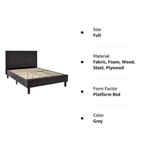 ZINUS Judy Upholstered Platform Bed Frame / Mattress Foundation / Wood Slat Support / No Box Spring Needed / Easy Assembly, Full Grey