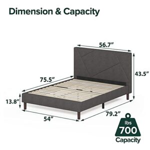 ZINUS Judy Upholstered Platform Bed Frame / Mattress Foundation / Wood Slat Support / No Box Spring Needed / Easy Assembly, Full Grey