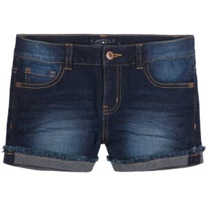 Lucky Brand Girls' Cuffed Jean Shorts, Stretch Denim with 5 pockets, Mid to High Rise Waist, Riley Barrier, 8