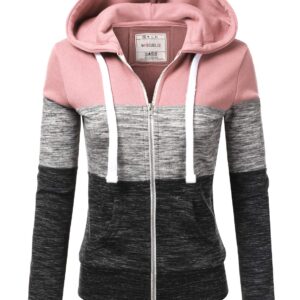 DOUBLJU Lightweight Thin Zip-Up Casual Hoodie Jackets for Womens with Plus Size