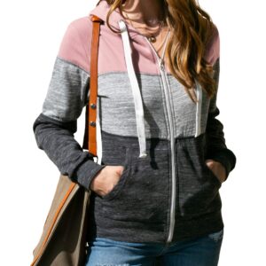 DOUBLJU Lightweight Thin Zip-Up Casual Hoodie Jackets for Womens with Plus Size