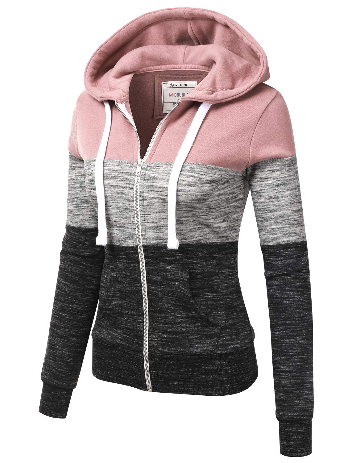 DOUBLJU Lightweight Thin Zip-Up Casual Hoodie Jackets for Womens with Plus Size