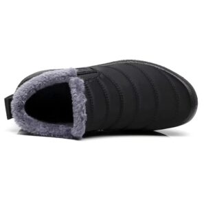 Women Warm Ankle Snow Boots Fur Lining Thickening Slip On Winter Shoes Black US 8.5（41）