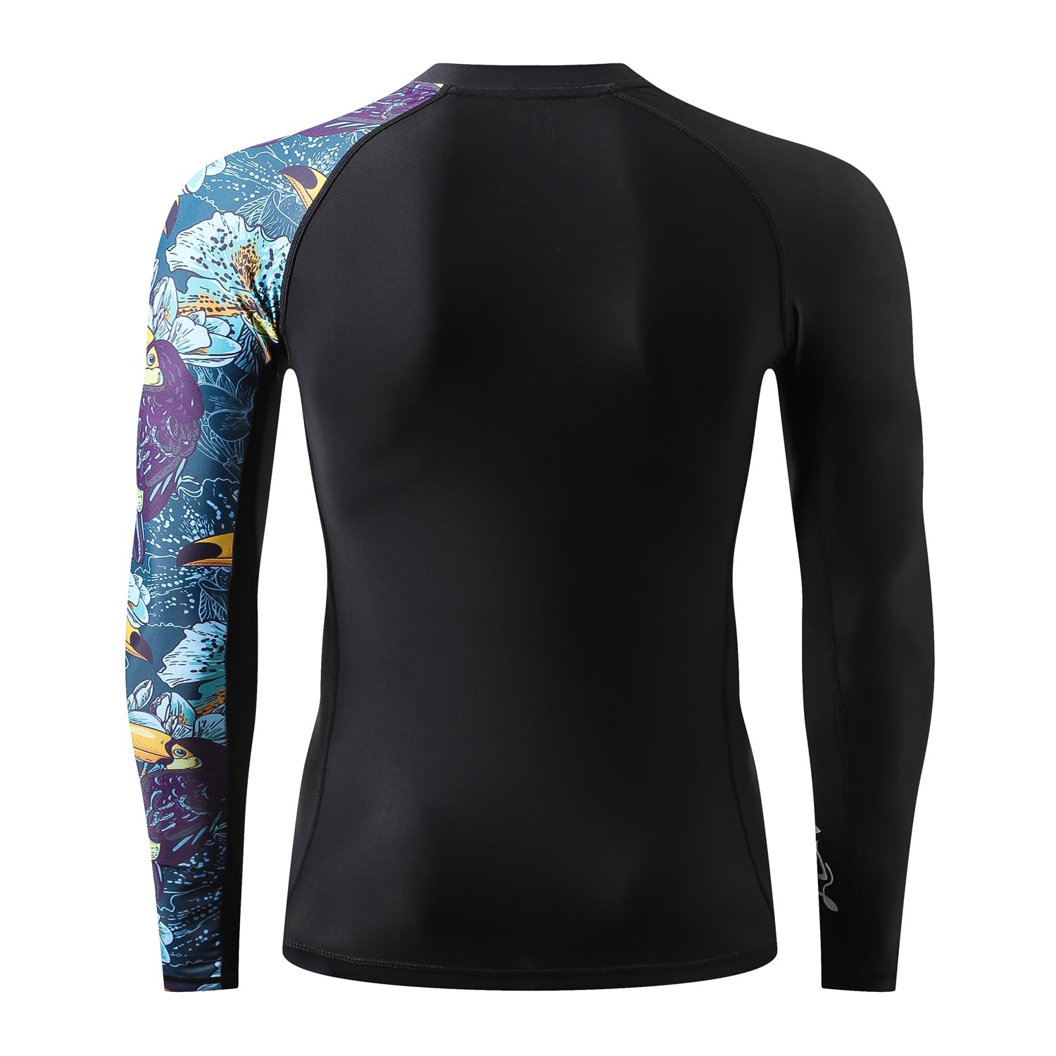 HUGE SPORTS Men's Splice UV Sun Protection UPF 50+ Skins Rash Guard Long Sleeves(HeyToucan, L)