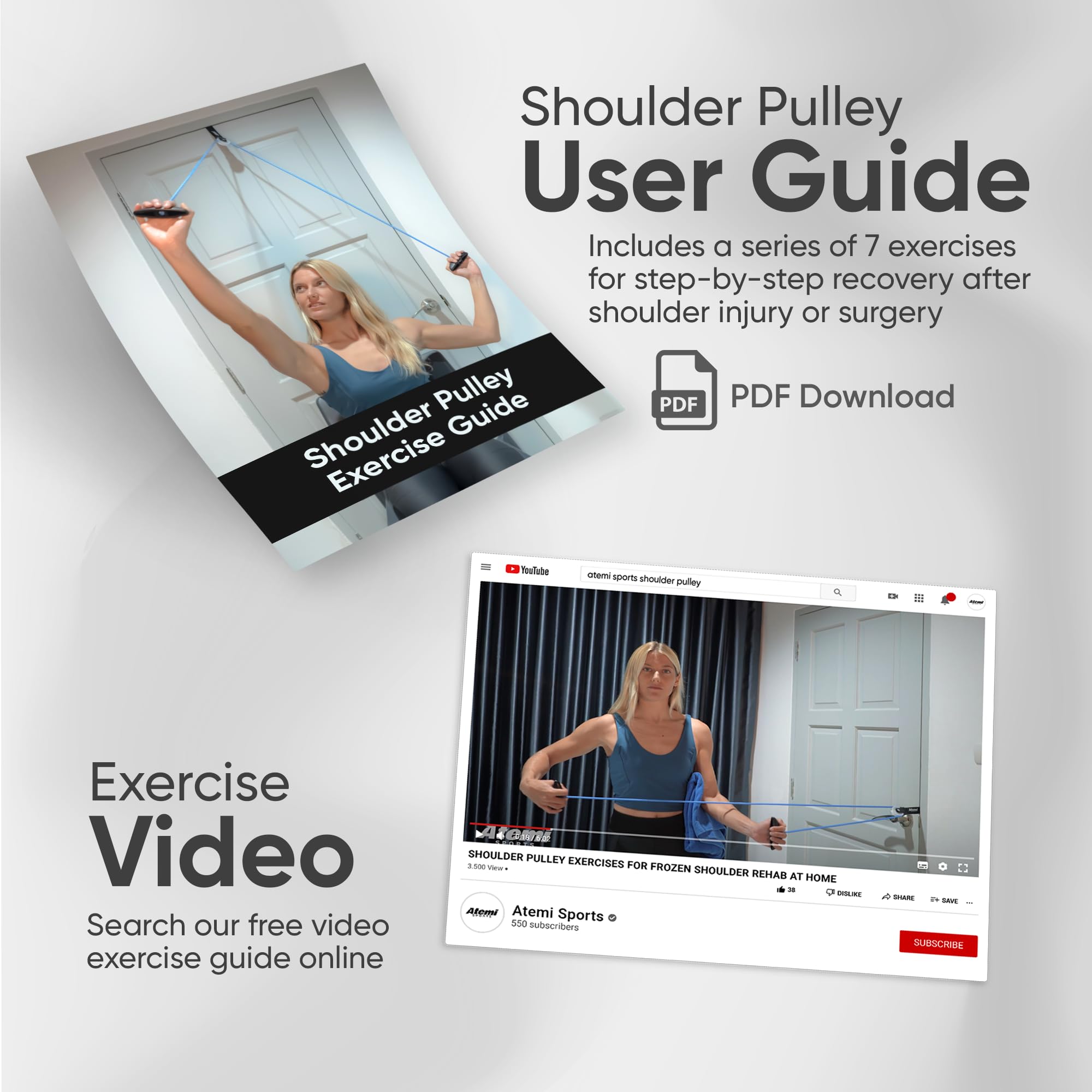 Shoulder Pulley for Physical Therapy, Over Door Pulley for Shoulder Recovery, Exercise Pulley for Shoulder Rehab, Rotator Cuff Exerciser for Frozen Shoulders and Range of Motion