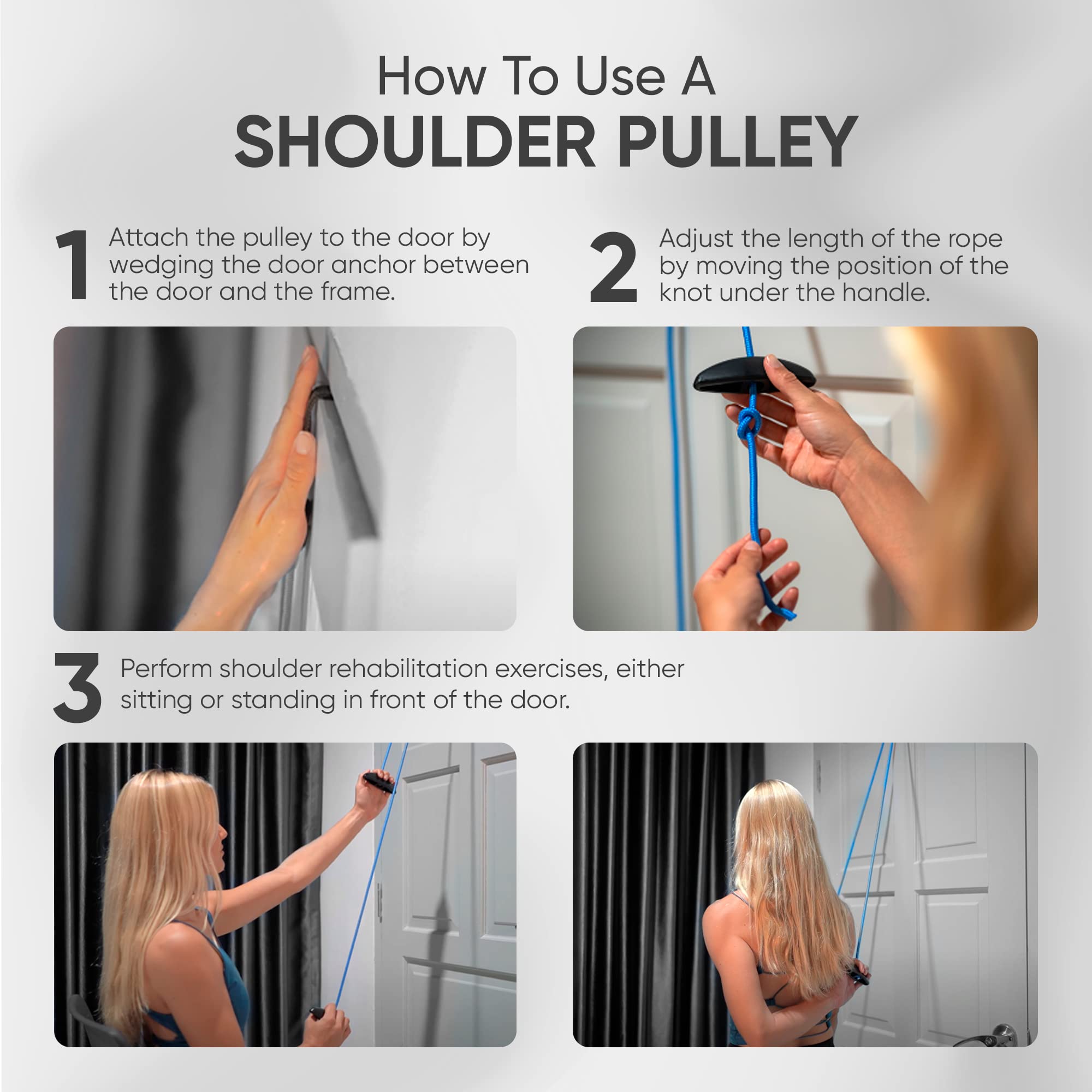 Shoulder Pulley for Physical Therapy, Over Door Pulley for Shoulder Recovery, Exercise Pulley for Shoulder Rehab, Rotator Cuff Exerciser for Frozen Shoulders and Range of Motion