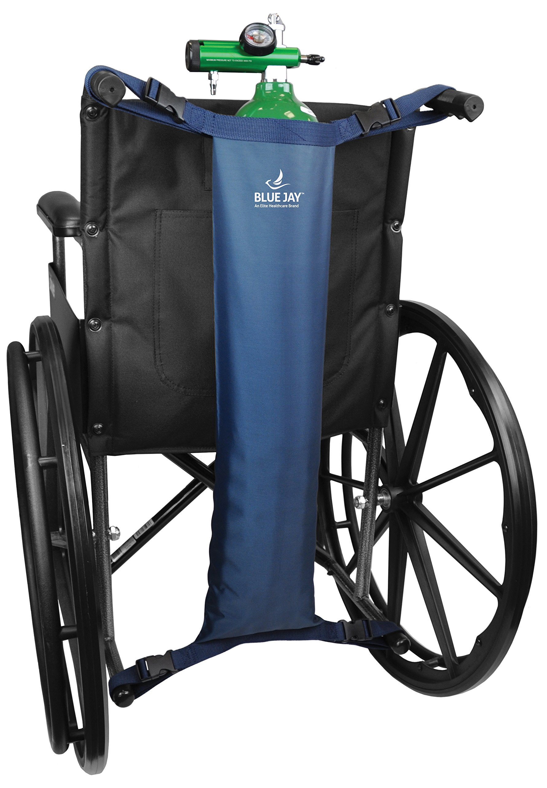 Blue Jay An Elite Healthcare Brand Hold My Tank Oxygen Tank Bag for Fits Any Wheelchair| Easy-to-Adjust Quick Release Buckles with Extra Long Straps | Waterproof Nylon Mask | Respiratory Aids